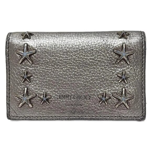 Jimmy Choo | Accessories | Auth Jimmy Choo Nero Silver Leather Hardware ...